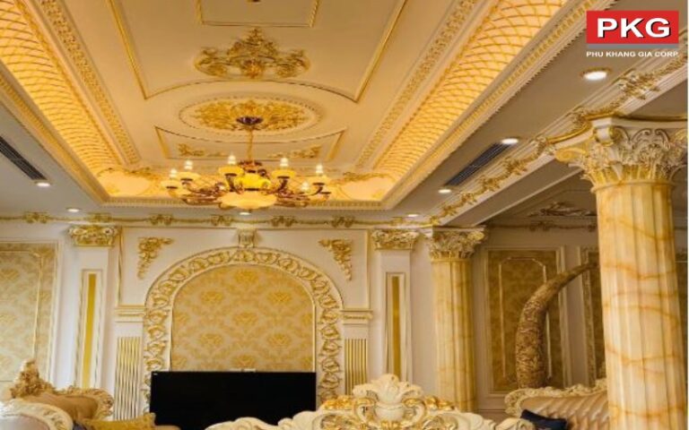 Báo giá phào chỉ dát vàng cho biệt thự Siêu sang trọng - Phú Khang Gia